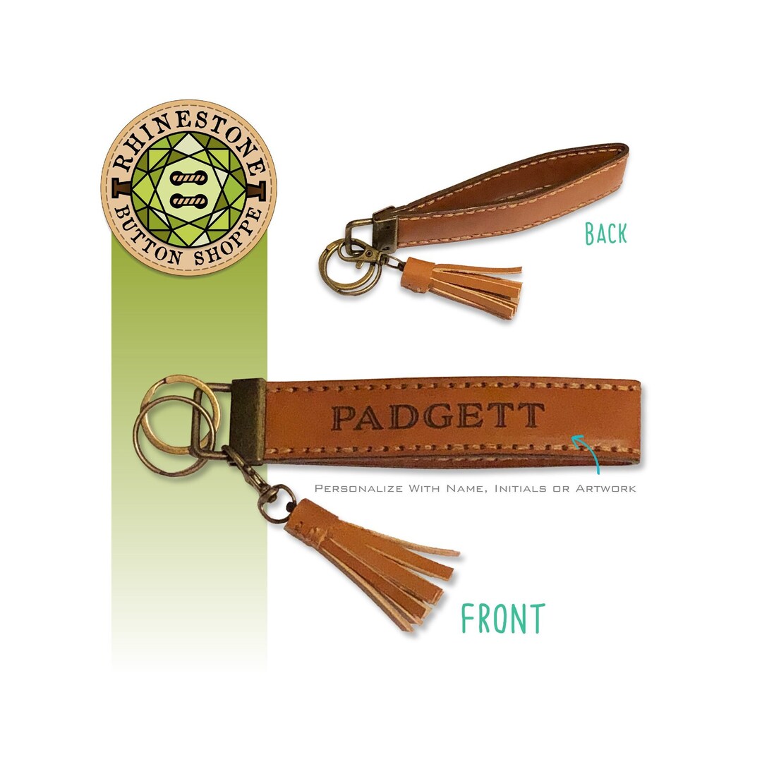 PERSONALIZABLE Leather Wristlet Key FOB With Leather Tassel - Etsy