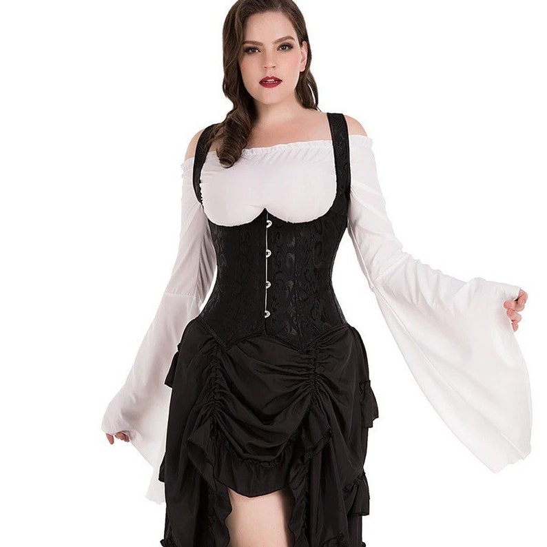 Women Steampunk Steel Boned Lace Up Back Body Shape Bustier Overbust