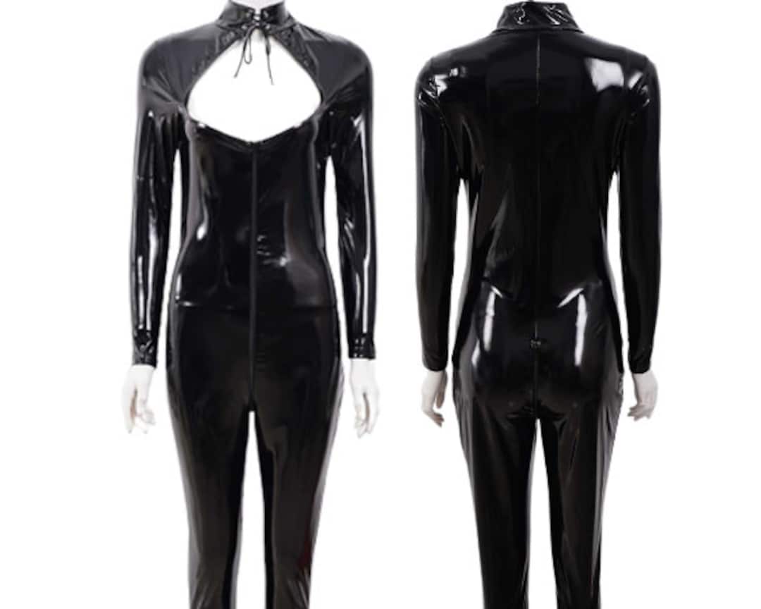 Latex Catsuit With 2sides Zipper Woman Leather Jumpsuit For - Etsy