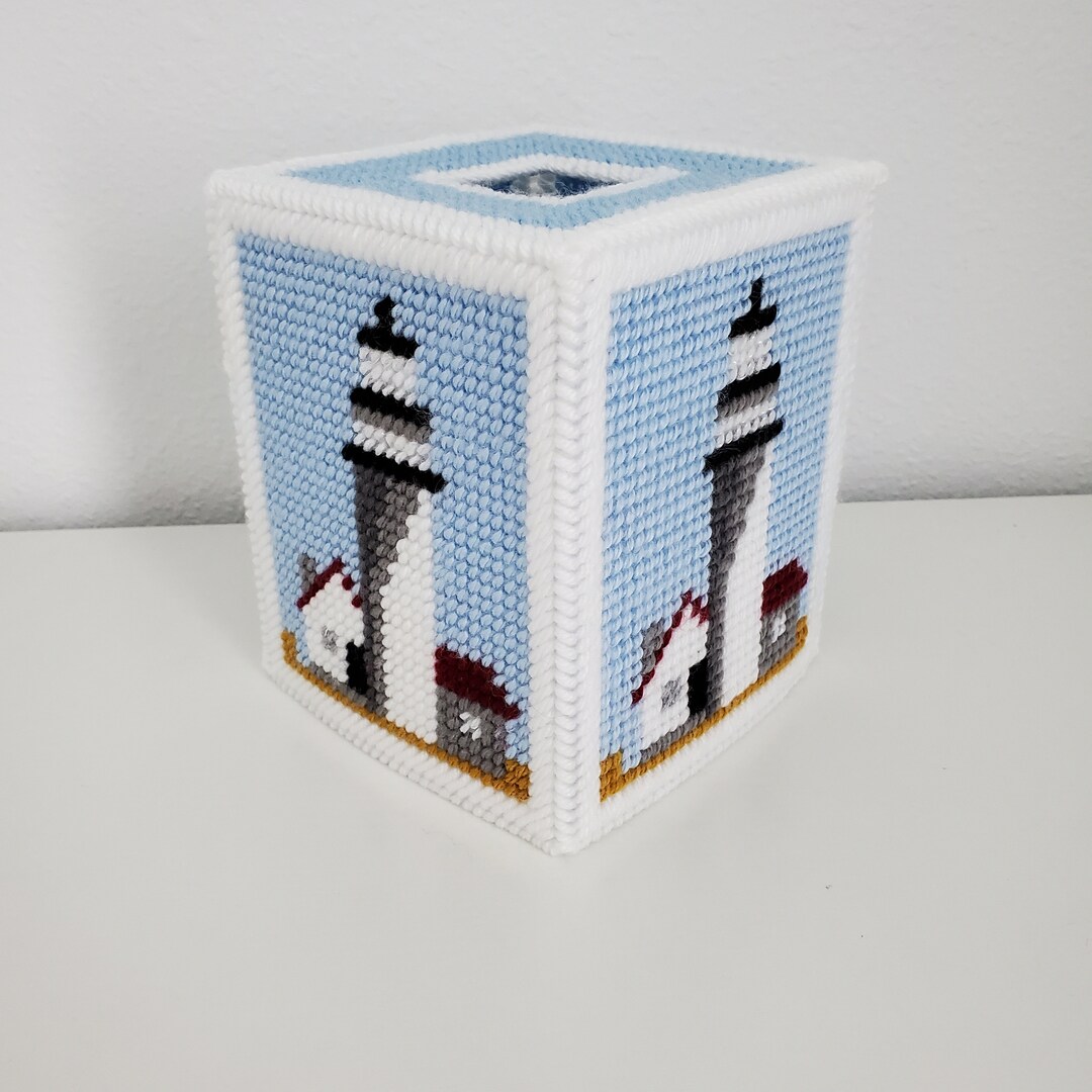 Lighthouse Tissue Box Cover, Plastic Canvas - Etsy