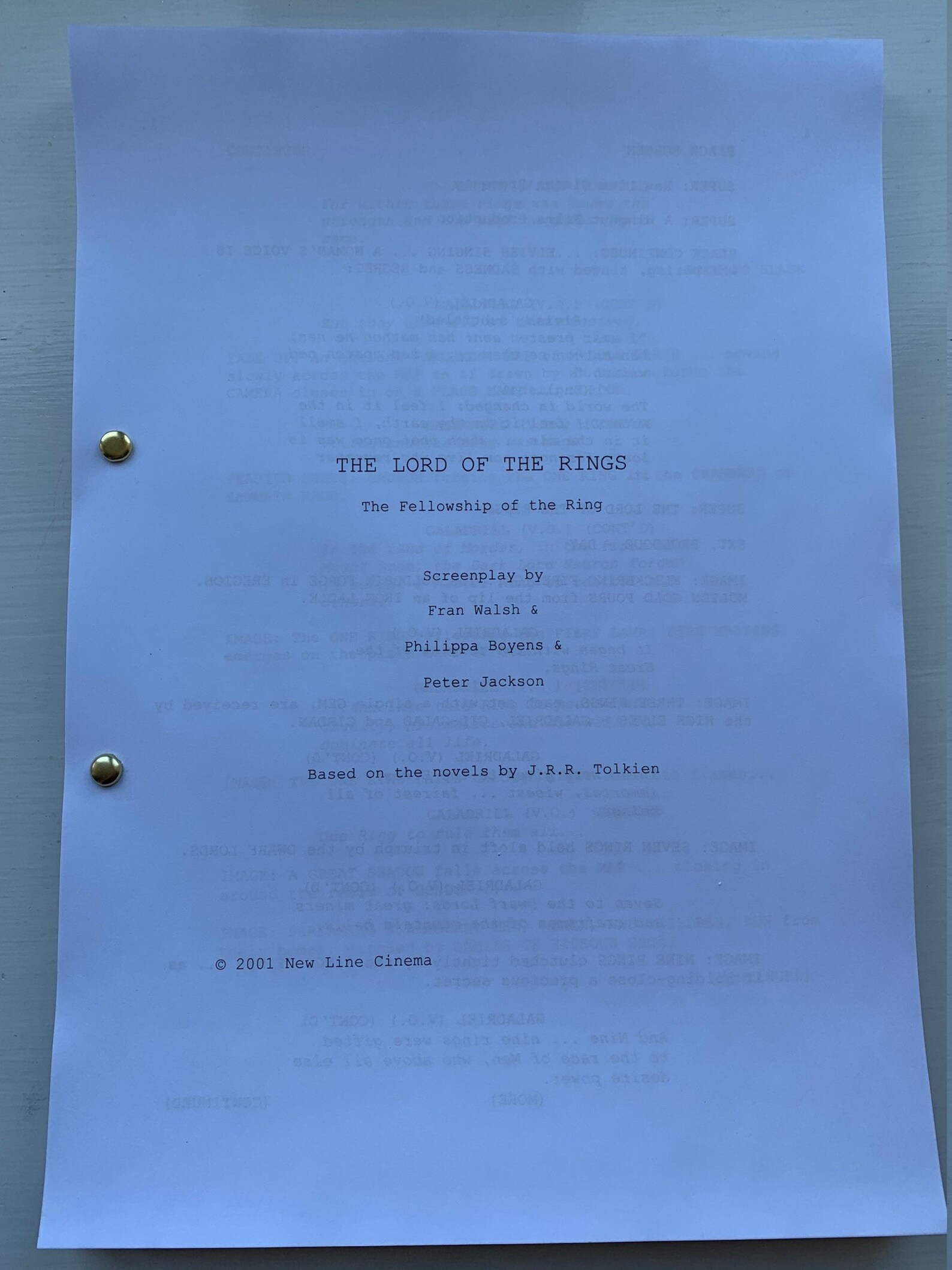 The Lord Of The Rings The Fellowship Of The Ring Script Movie | Etsy