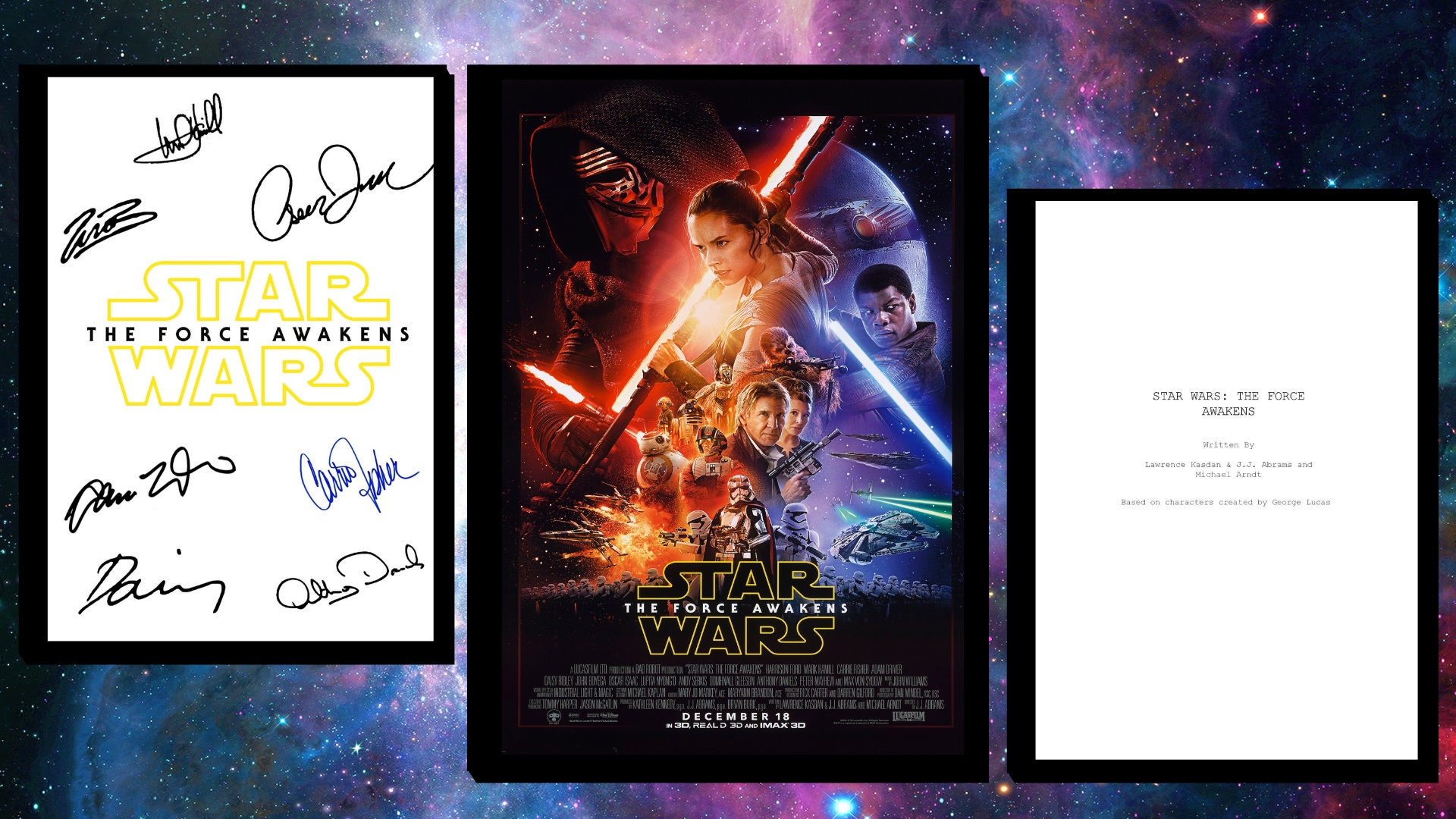 Star Wars The Force Awakens Script/screenplay Poster | Etsy