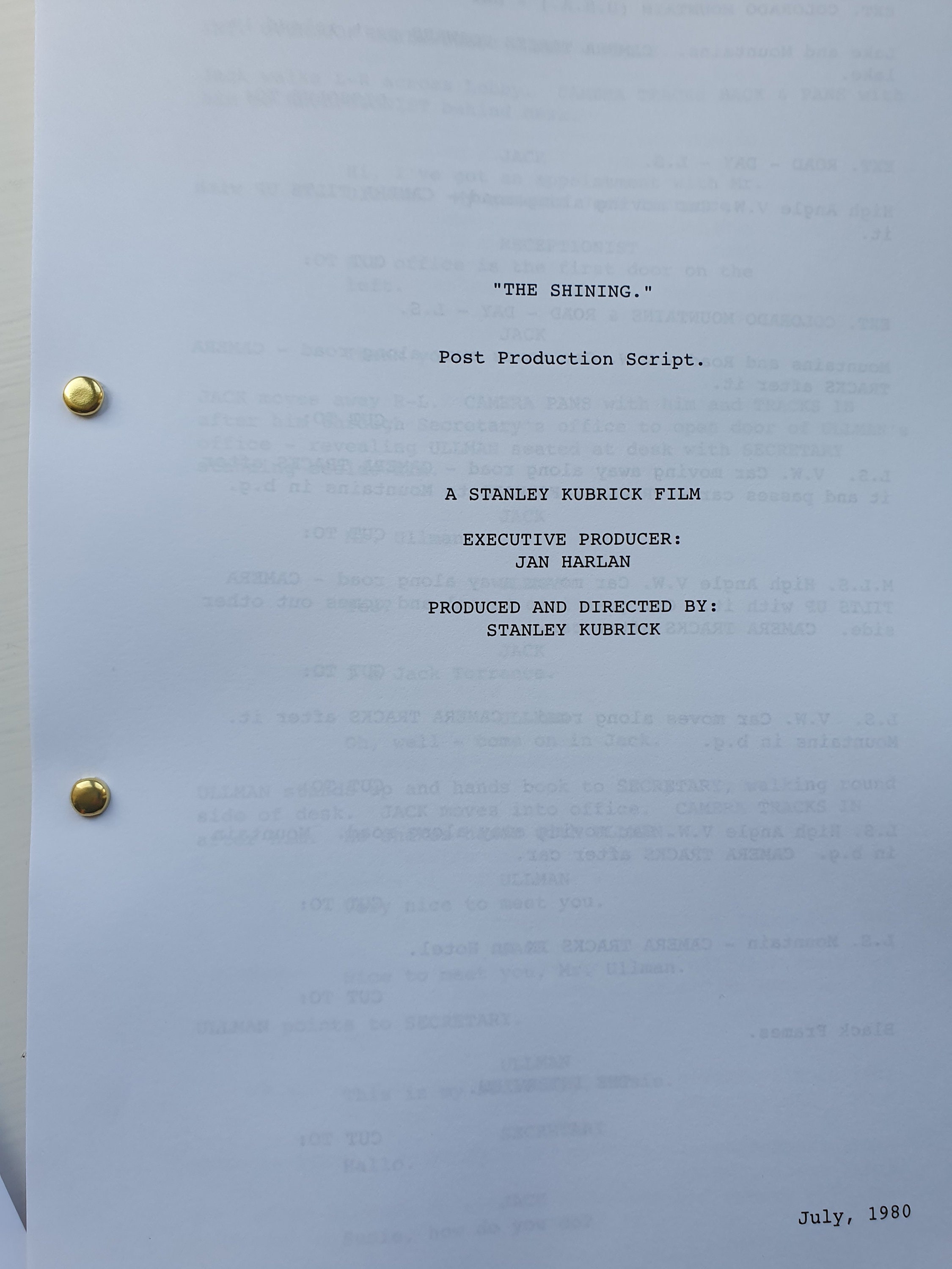 The Shining Script/Screenplay With Movie Poster And Autographs | Etsy