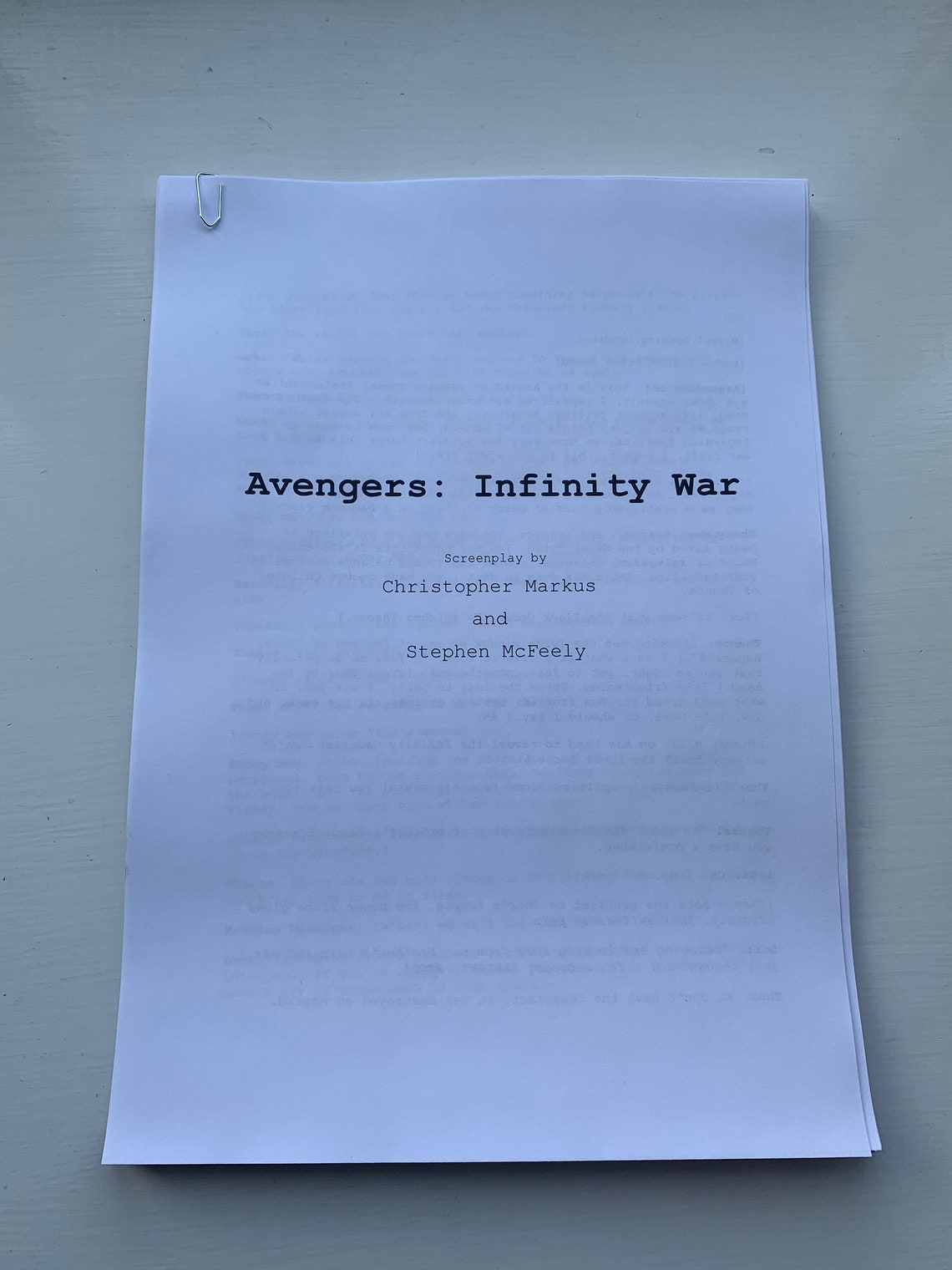 Avengers Infinity War Script/Screenplay W/Movie Poster & | Etsy