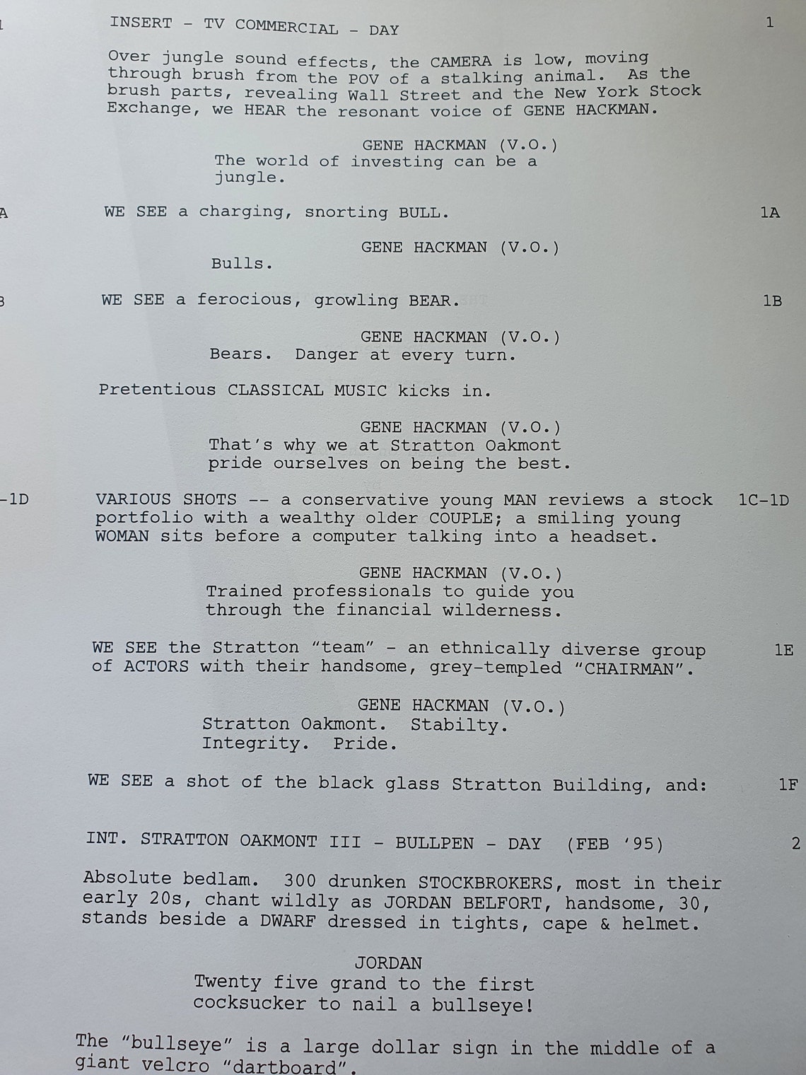 Wolf of Wall Street Script/screenplay & Movie Poster and | Etsy