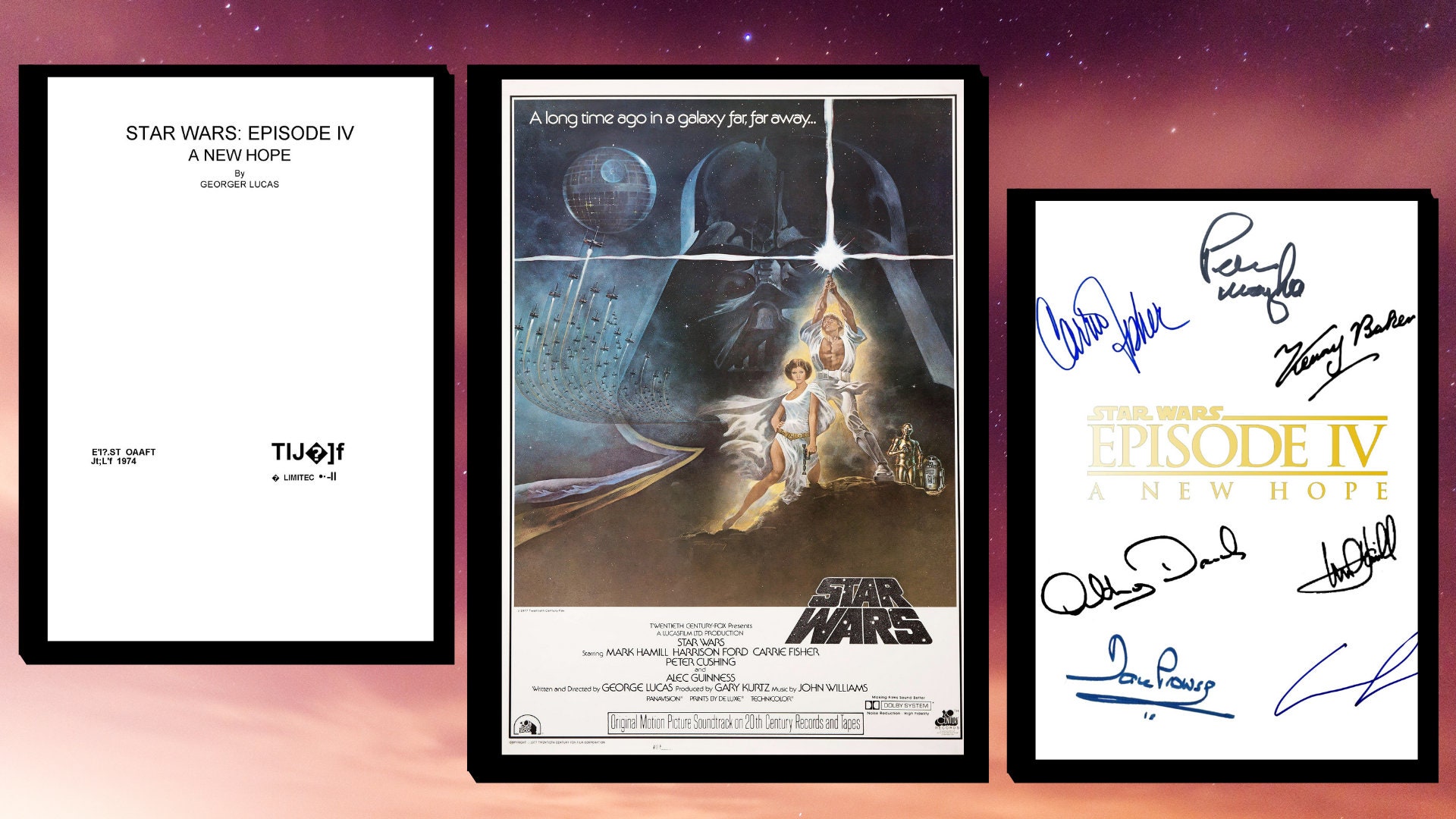 Star Wars A New Hope Script/screenplay & Movie Poster And | Etsy