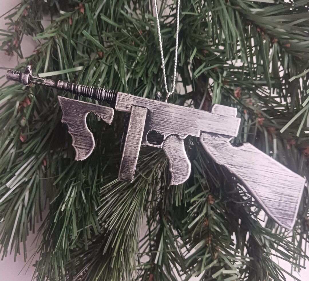 3D Printed Thompson Gun Christmas Ornament – Hand Painted PLA Plastic ...