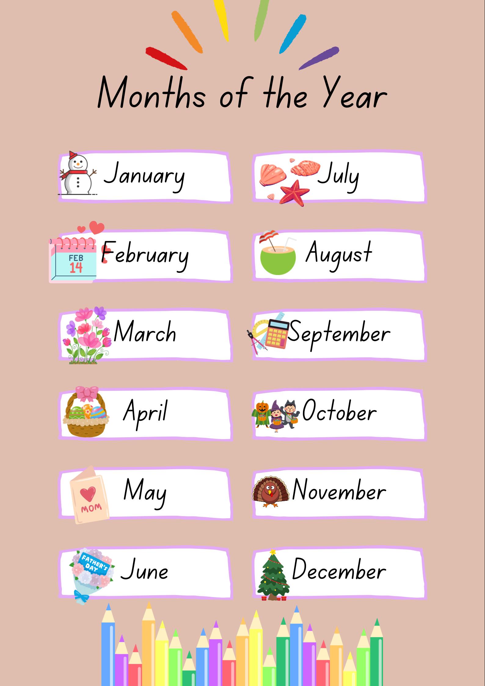 Months of the Year Poster - Etsy