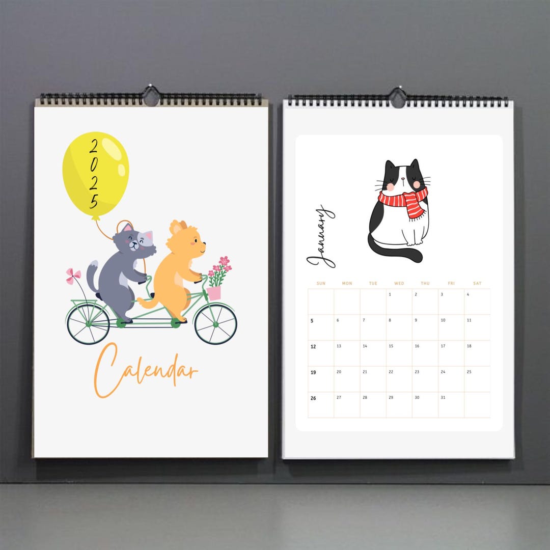 2025 Wall Calendar, Small Wall Calendar, Funny Wall Calendar, Cat Wall ...
