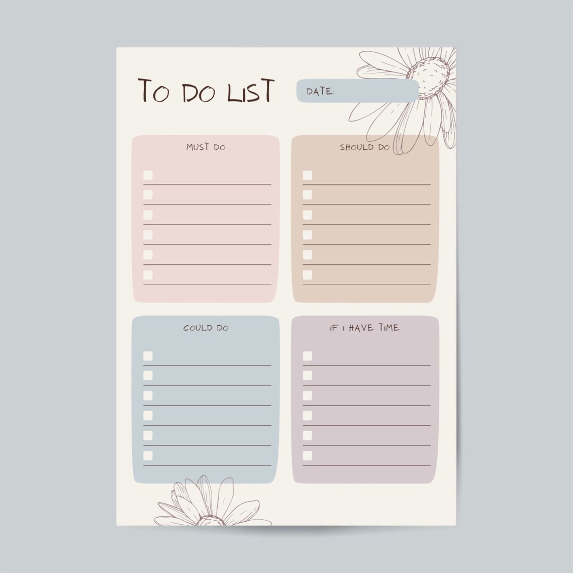 Minimal to Do List Printable, Simple Tasks List Template, Productivity ...