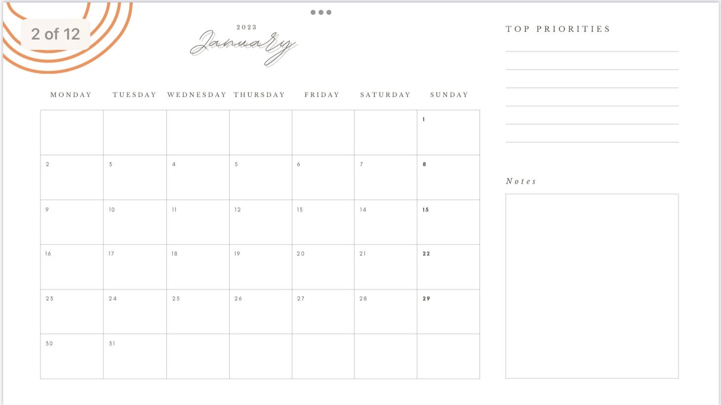 Printable Calendar - Etsy