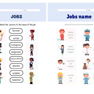 Community Helpers Printable Worksheets for Kids, Professions Book Pages ...