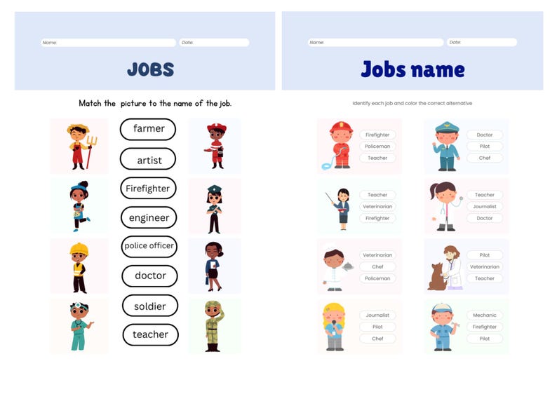 Community Helpers Printable Worksheets for Kids, Professions Book Pages ...