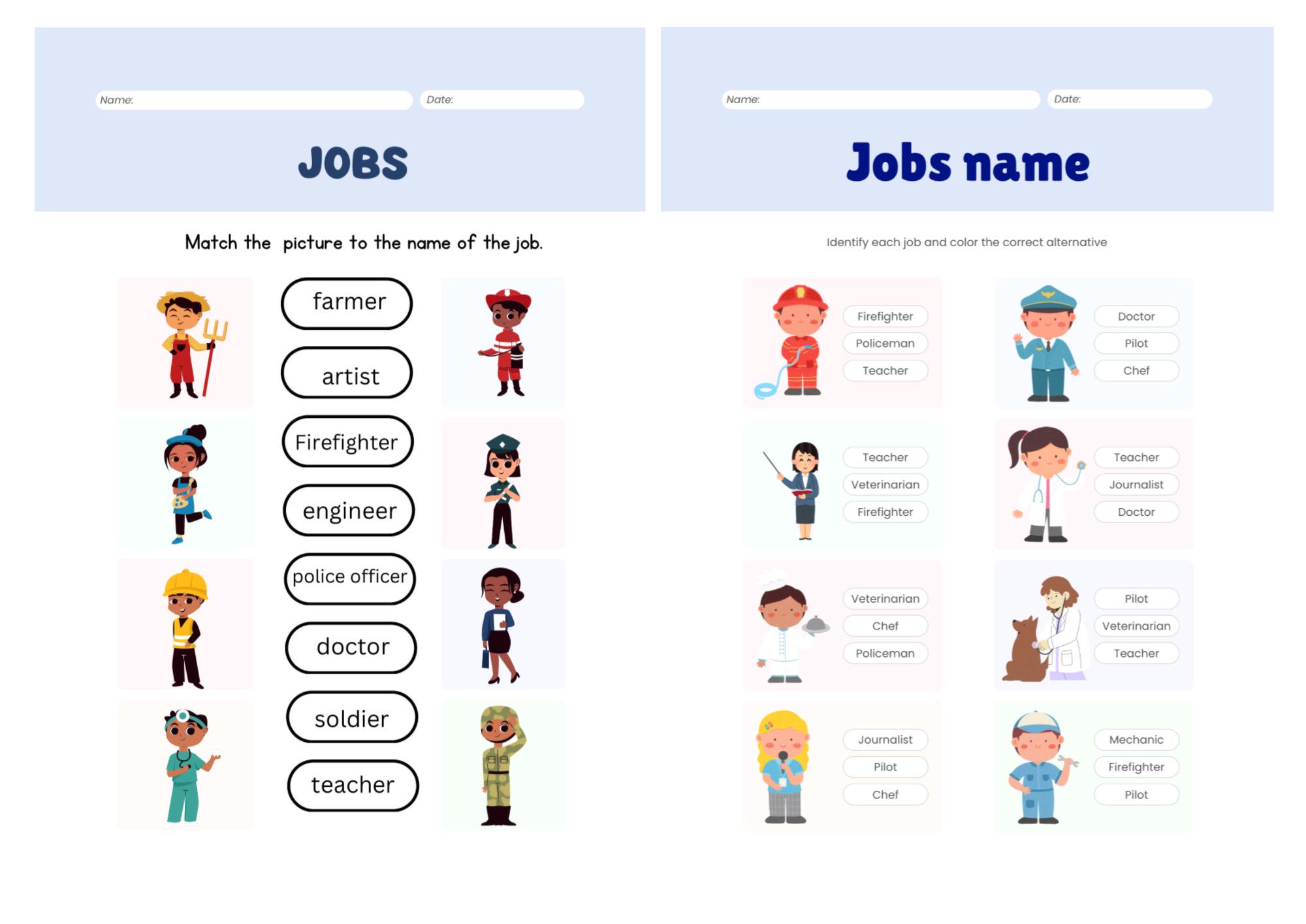 Community Helpers Printable Worksheets for Kids, Professions Book Pages ...