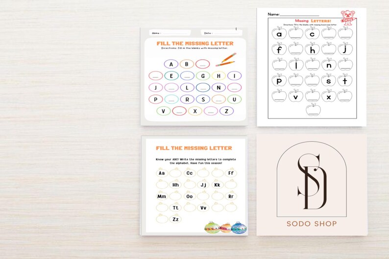 Missing Letters, Learn Alphabet, Preschool Worksheet, Printable Sheets ...