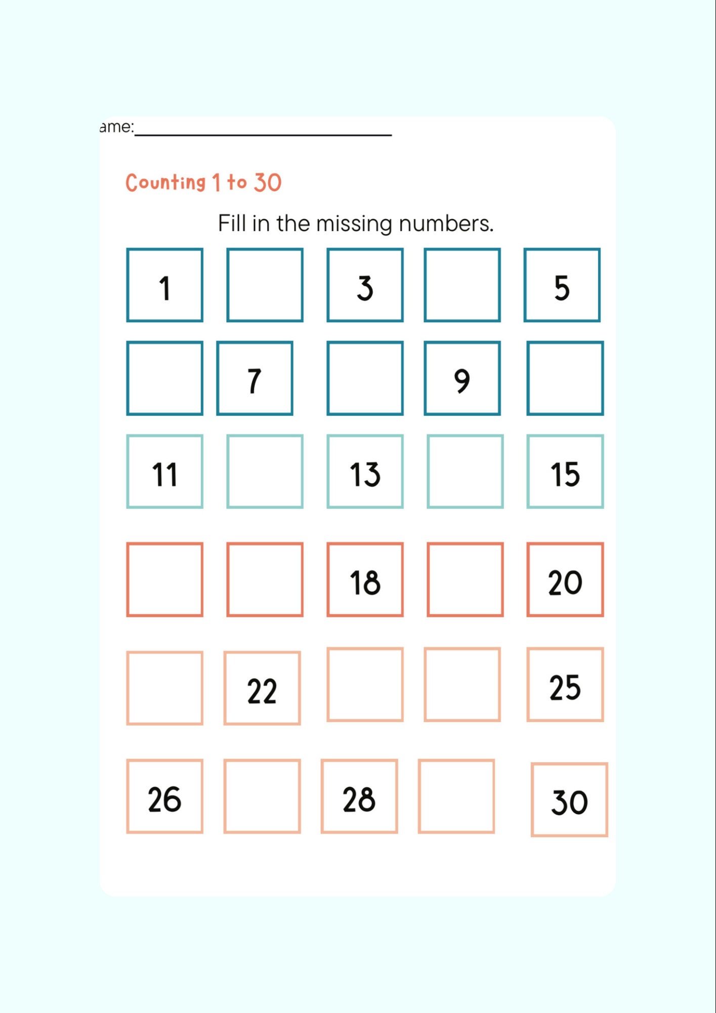 Preschool Math Printable to Teach Kids Numbers 1-20 for Kindergarten ...