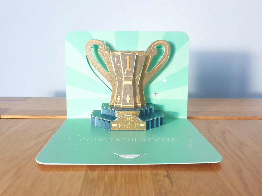 Pop up Card the Best Congratulations Cup - Etsy