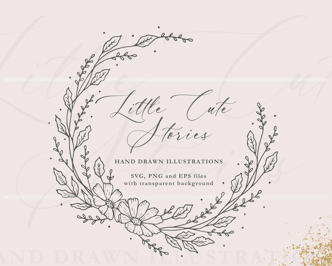 Daisies Wreath SVG, Botanical PNG, Hand Drawn Garland, Vector Designs ...