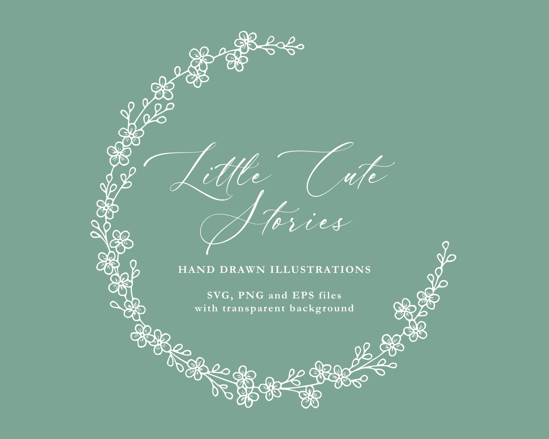 Forget Me Not Wreath SVG, Botanical PNG, Hand Drawn Illustration ...