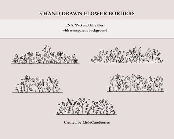 5 Split Floral Border Frames Bundle Twigs Edges Flowers | Etsy