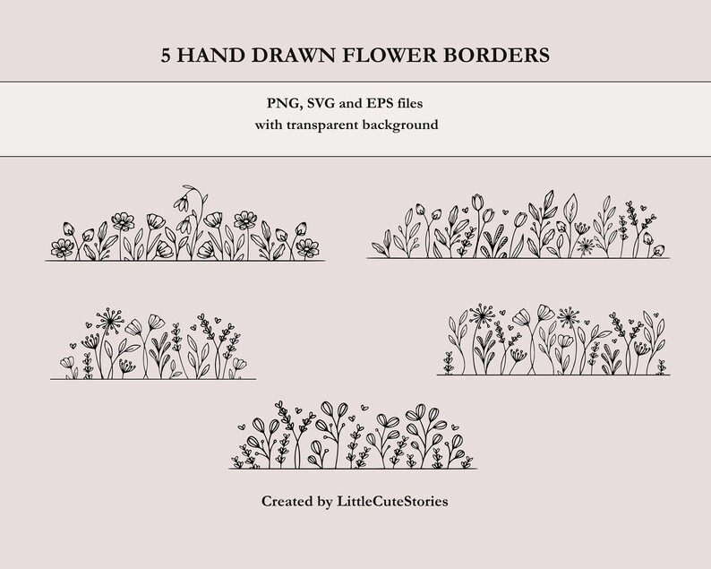 5 Split Floral Border Frames Bundle Twigs Edges Flowers - Etsy