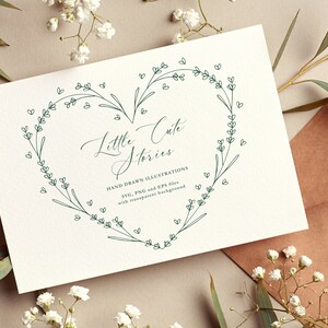 Lavender Heart Wreath | Botanical Hand Drawn Illustrations | Engraving ...