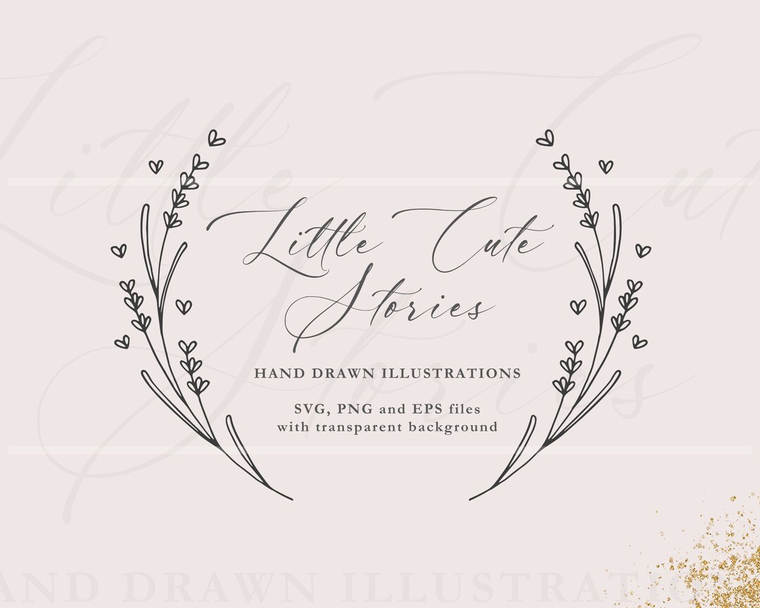 Lavender Hearts Wreath SVG, Botanical PNG, Hand Drawn Garland, Vector ...
