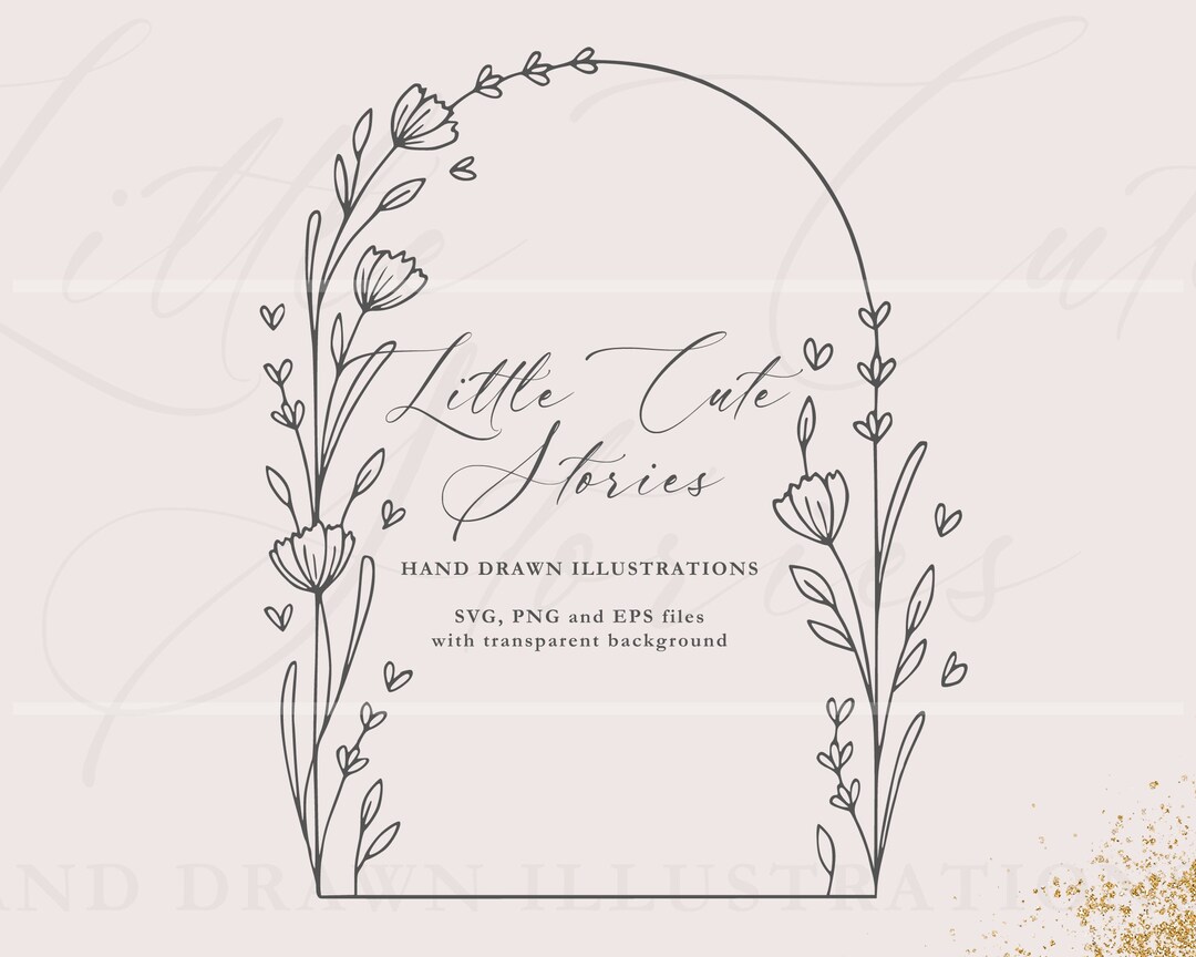 Flowers and Lavender Arch | Botanical Hand Drawn Illustrations ...