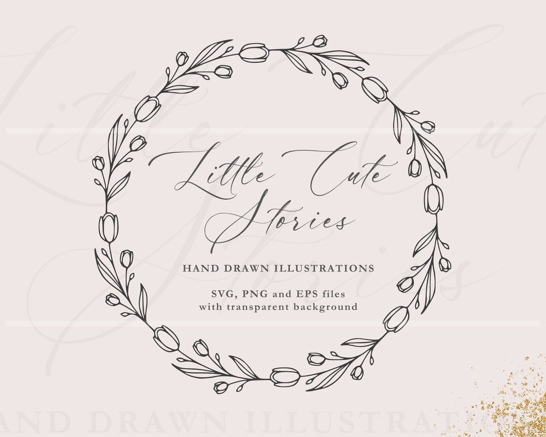 Tulips Wreath SVG, Botanical PNG, Hand Drawn Garland, Vector Designs ...