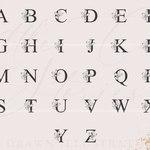 Christmas Alphabet SVG | Botanical Full Alphabet | 26 Letters | Floral ...