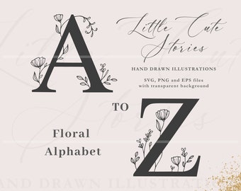 Flower Letter K. Floral Letter SVG PNG JPEG Eps Ai Pdf and Dxf. Monogram Font. Instant Download ...