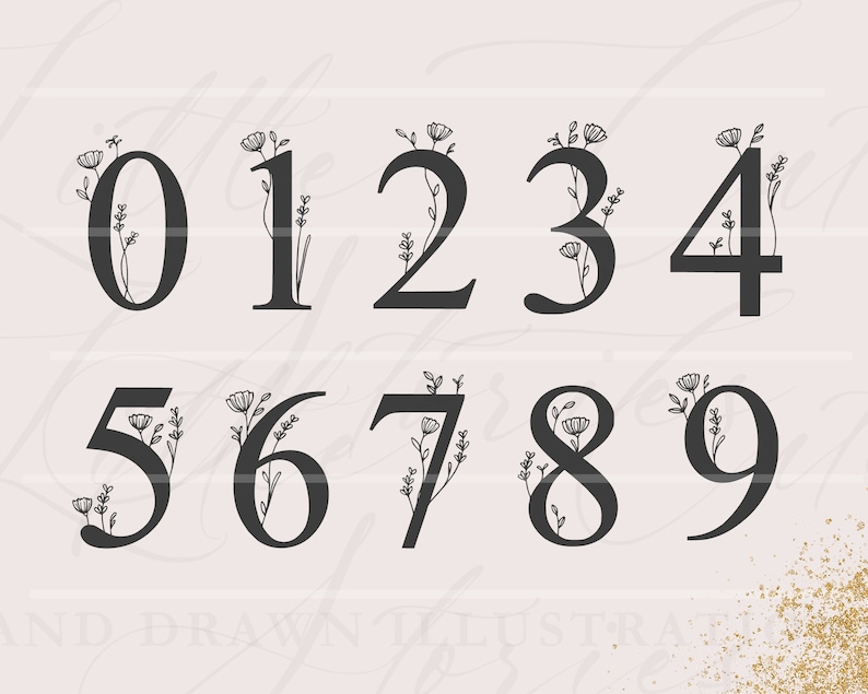 Floral Numbers SVG, Botanical Numbers, Flowers Numbers PNG, Vector ...