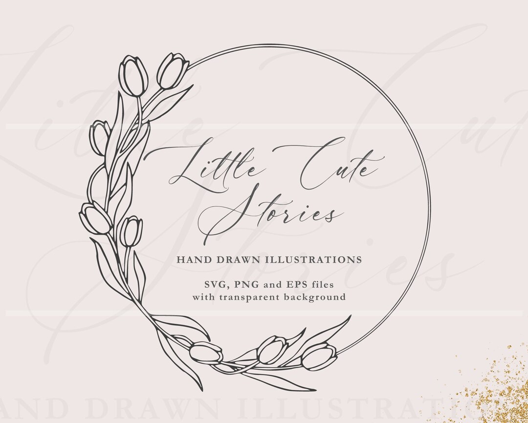 Tulips Wreath SVG, Botanical PNG, Hand Drawn Garland, Vector Designs ...