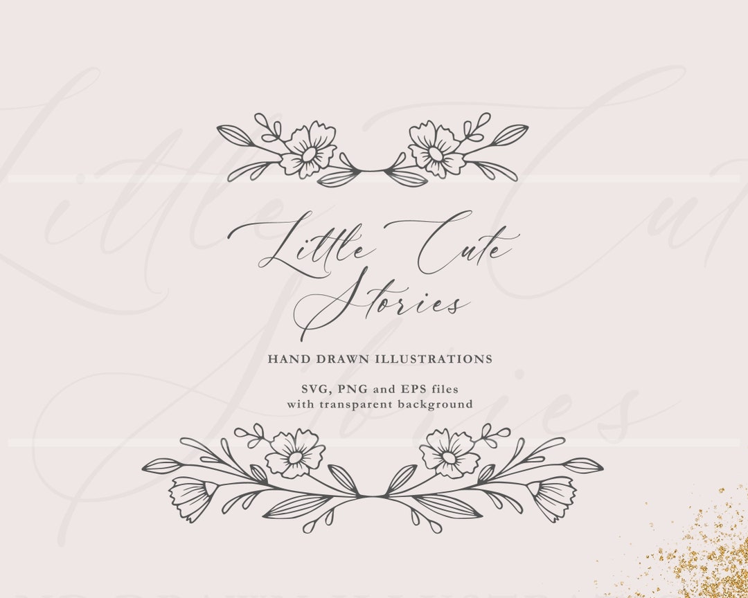 Flowers Separators SVG, Flower Branches PNG, Botanical Hand Drawn ...