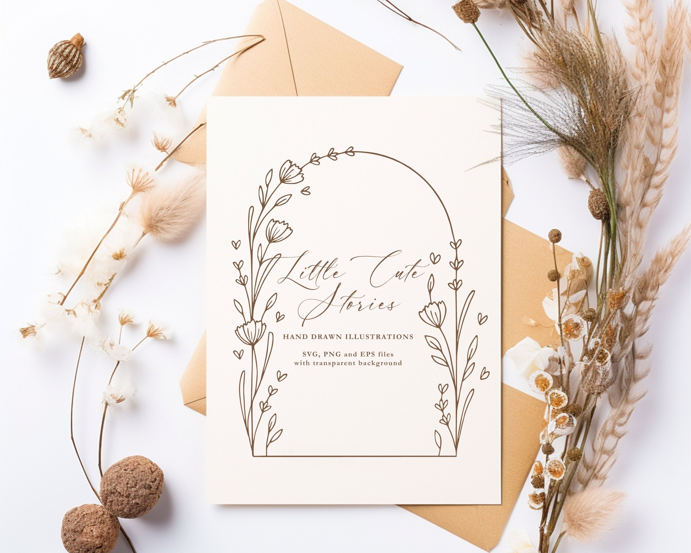Flowers and Lavender Arch | Botanical Hand Drawn Illustrations ...