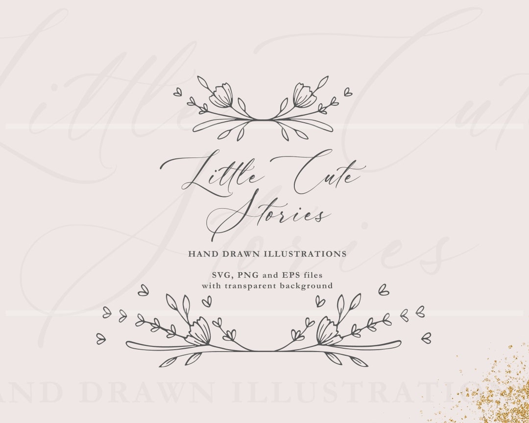 Flowers Separators SVG, Flower Branches PNG, Botanical Hand Drawn ...