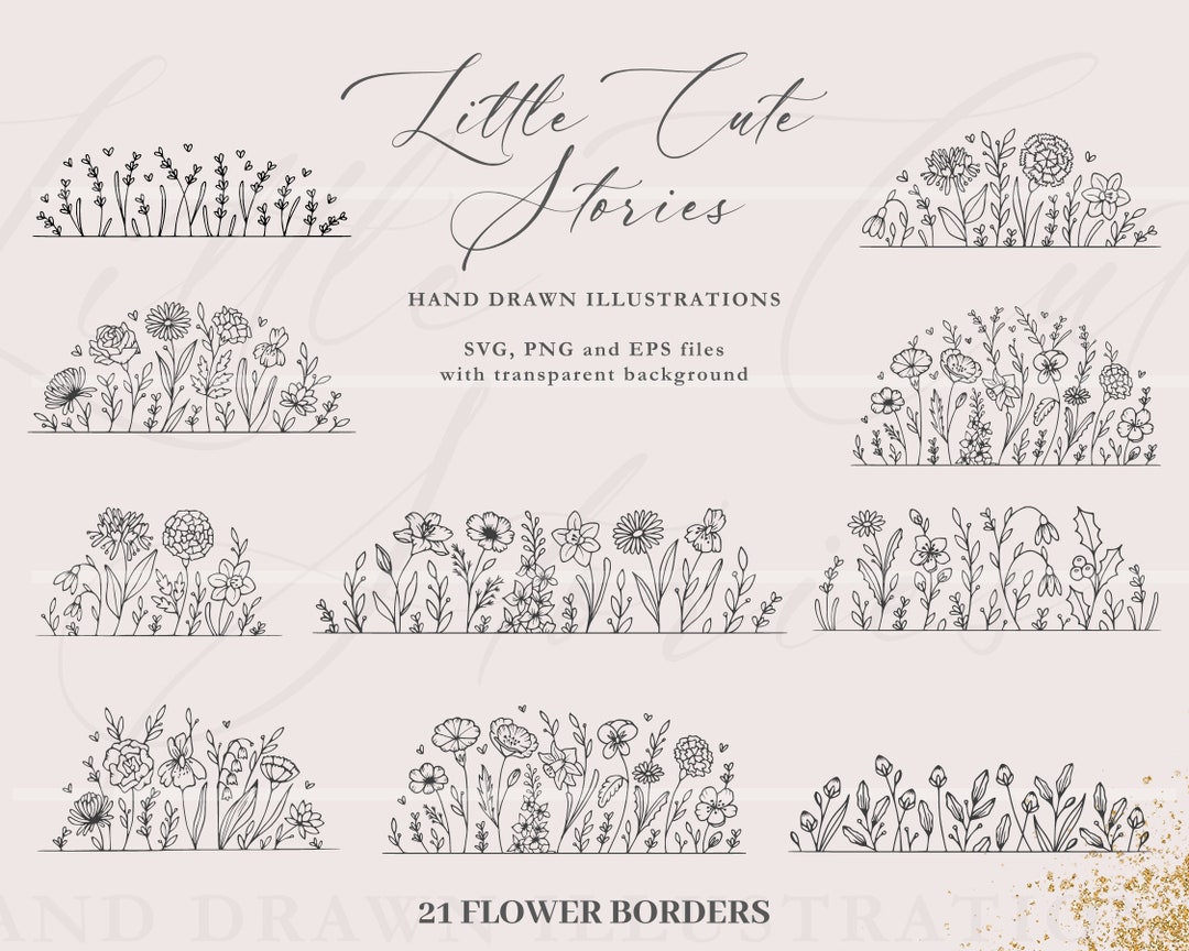 Flower Borders Super Bundle | 21 Split Floral Border Frames | Twigs ...