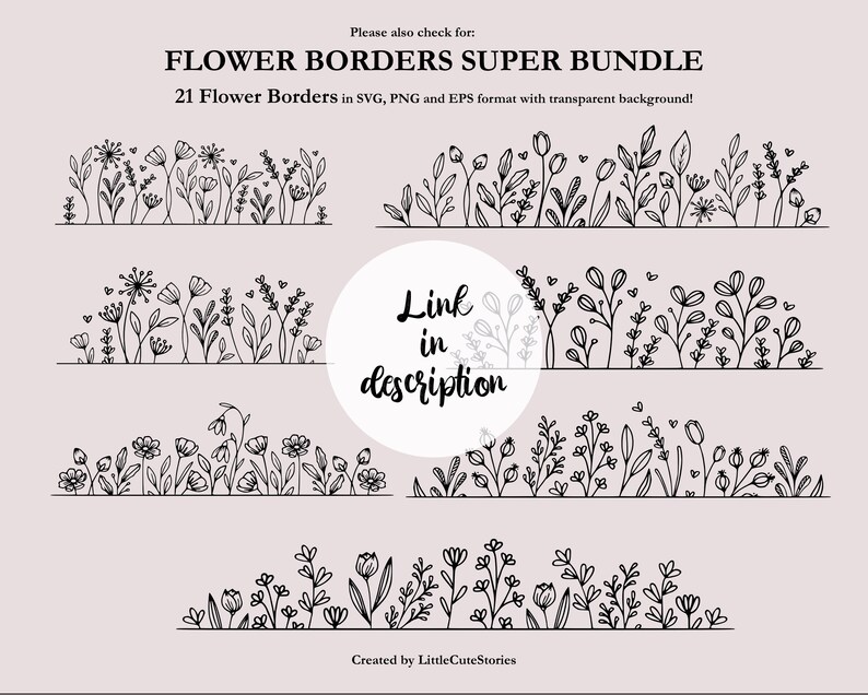 5 Split Floral Border Frames Bundle Twigs Edges Flowers - Etsy