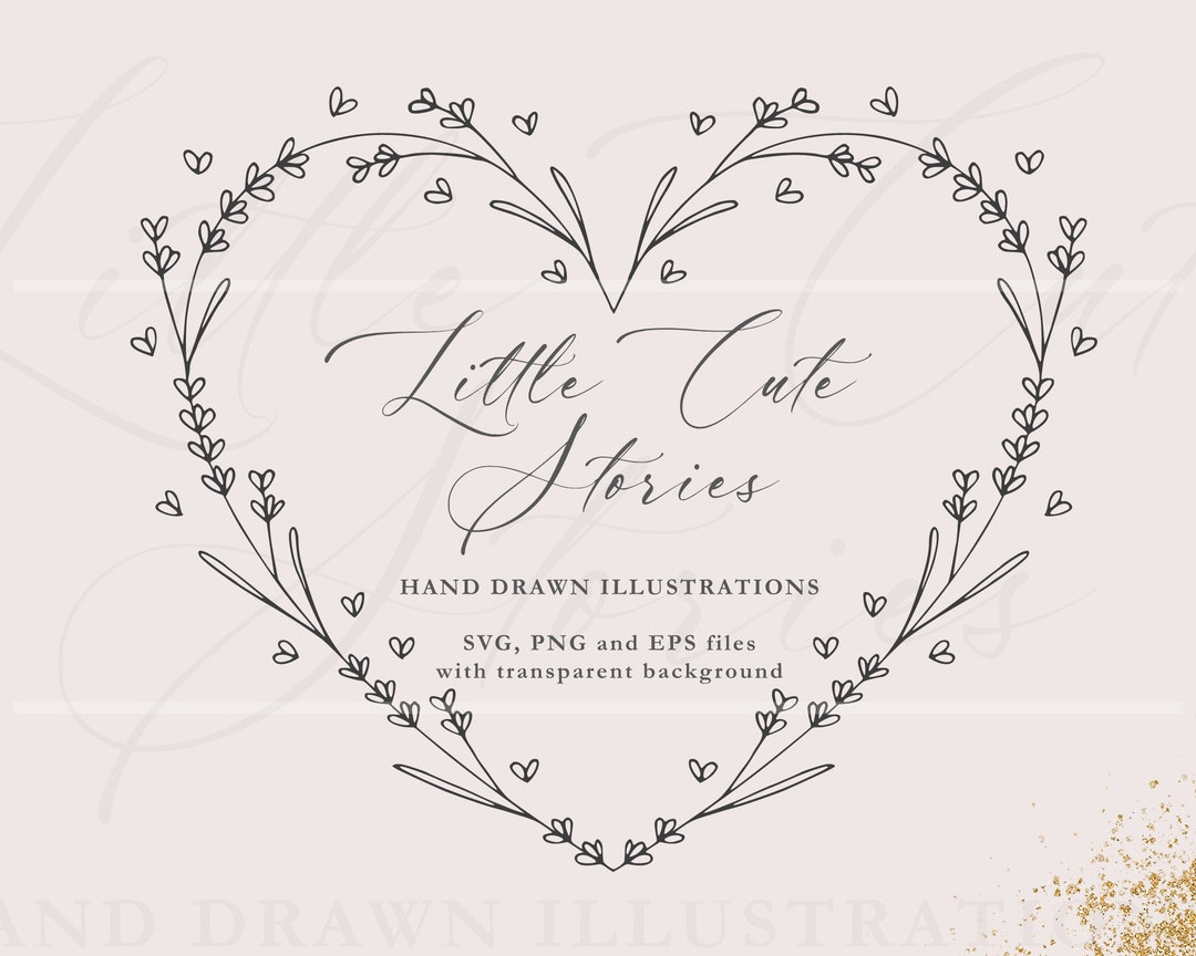 Lavender Heart Wreath | Botanical Hand Drawn Illustrations | Engraving ...