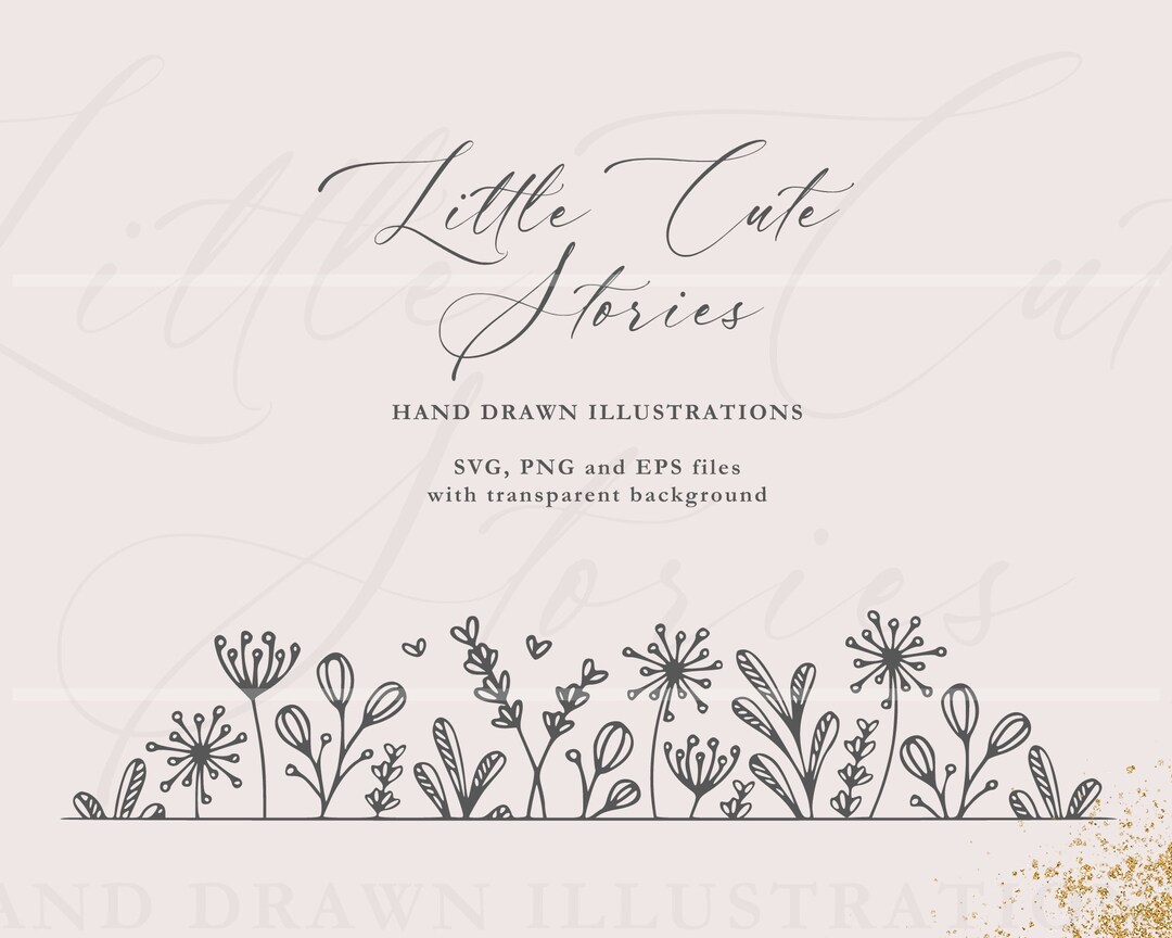 Flower Border SVG, Flowers Line PNG, Hand Drawn Wildflower Border ...