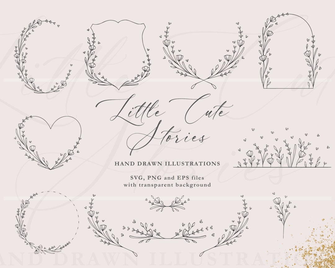 Flowers Frames SVG Bundle, Floral Designs PNG, Botanical Hand Drawn ...