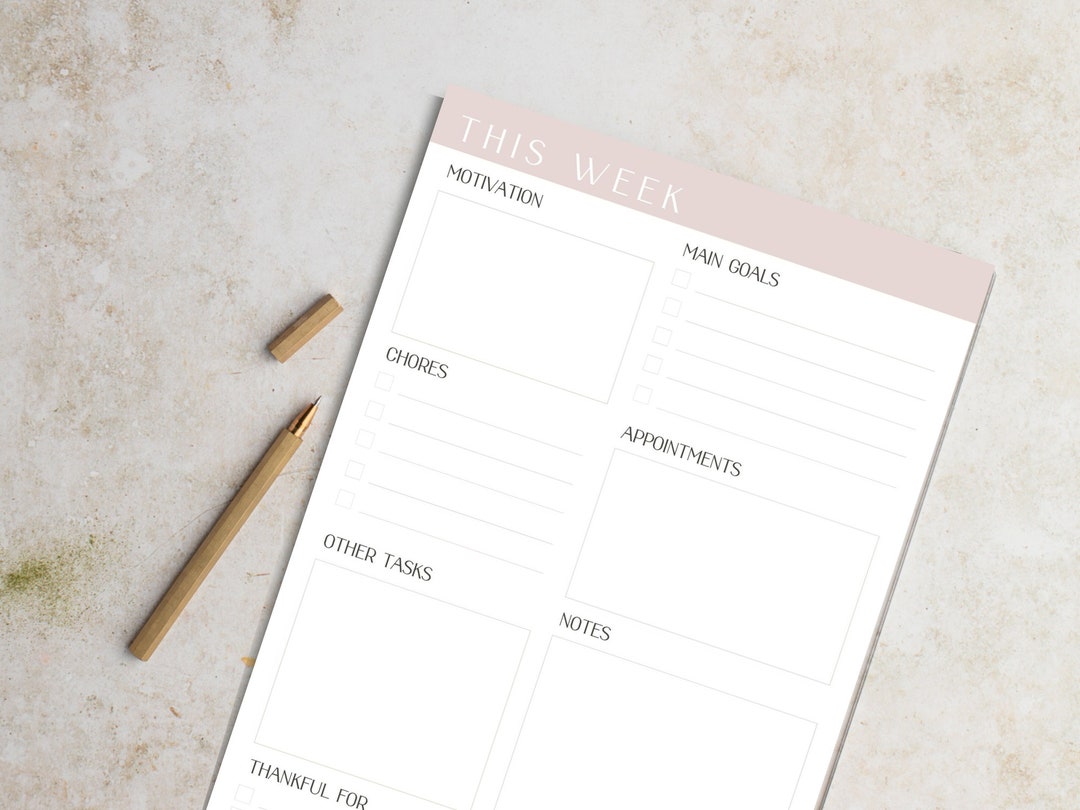 Pink Weekly Schedule Planner // Undated Weekly Printable // - Etsy