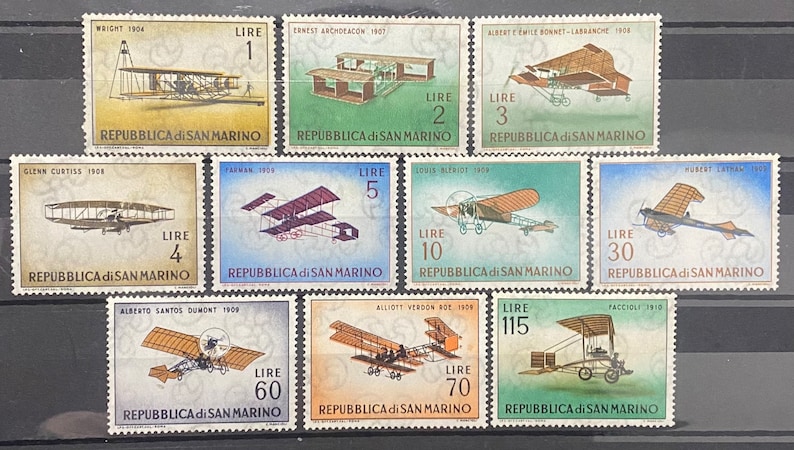 Evaluation of Aircrafts! Iconic Postage Stamps Complete Series From San ...