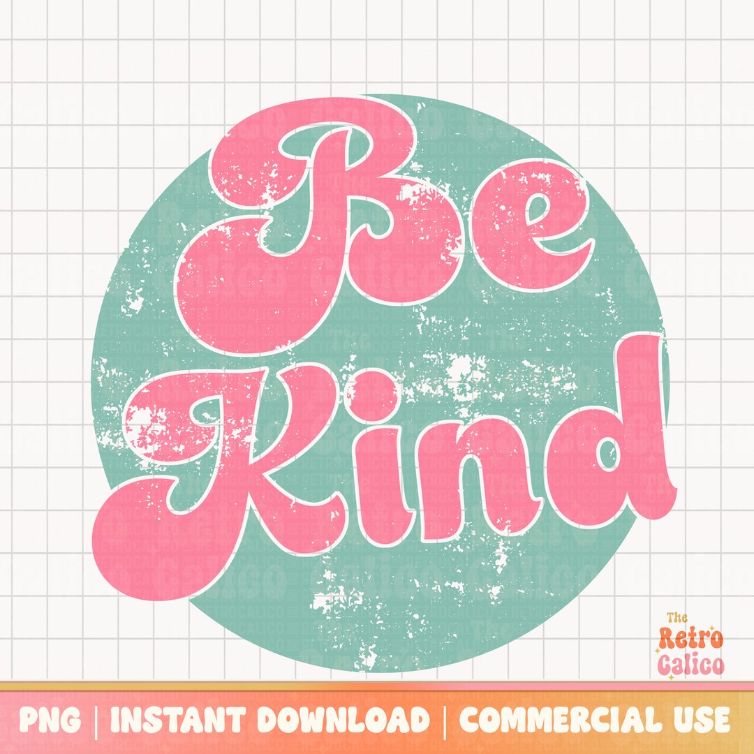 Be Kind Retro Circle Png, Beach Png, Retro Beach Png, Retro Style Png ...