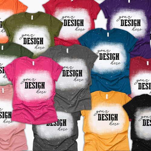 Shirt Mockup Bundle Gildan Ss Bleached Heather Colors Mockup Etsy