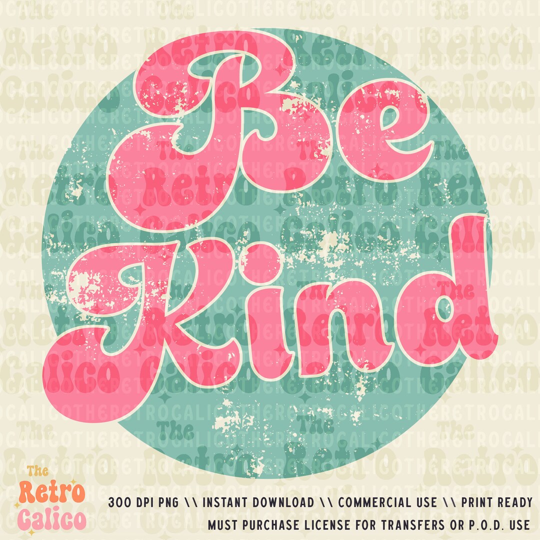 Be Kind Retro Circle Png, Beach Png, Retro Beach Png, Retro Style Png ...