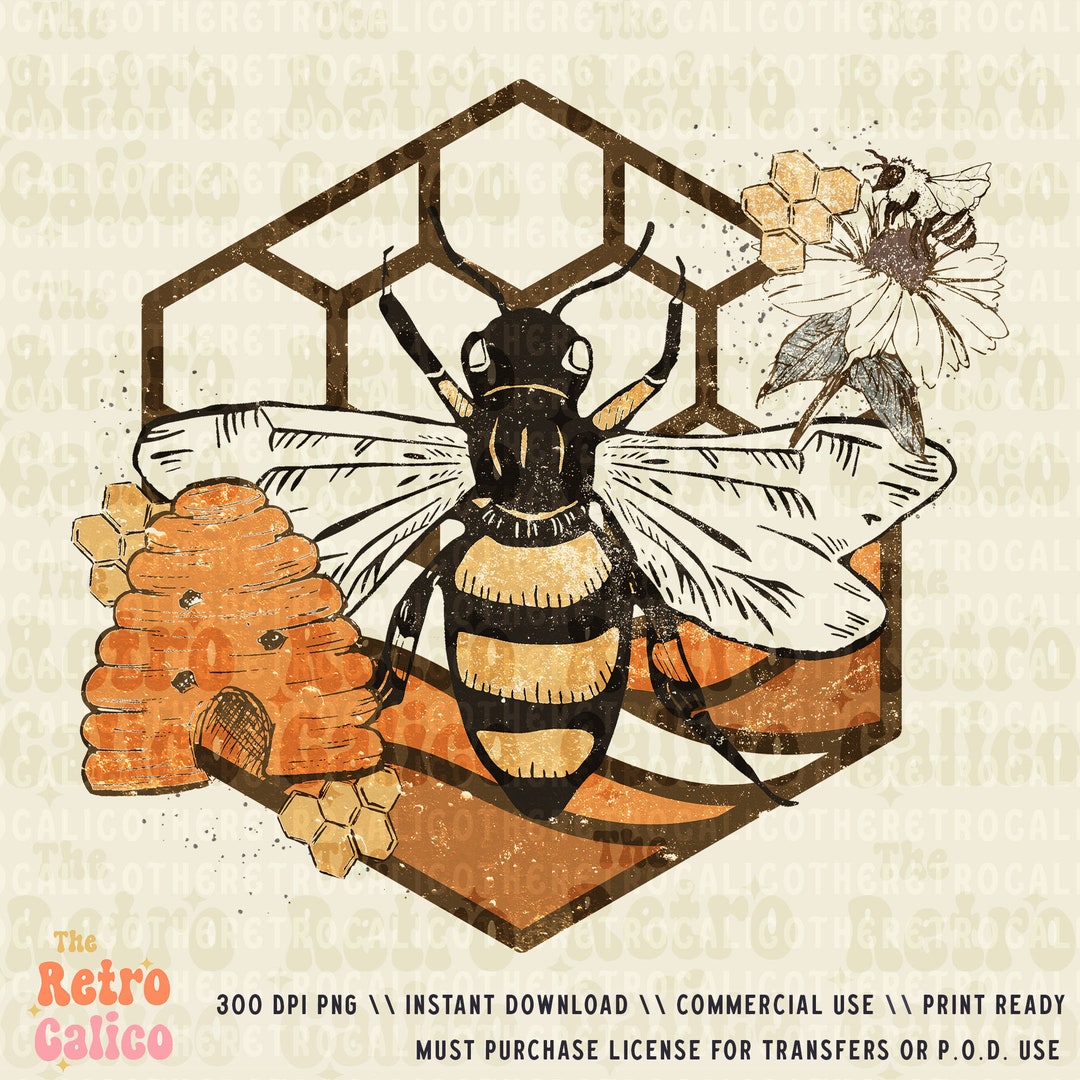 Retro Honey Bee Png, Retro Bee Png, Retro Honey Png, Retro Style Png ...