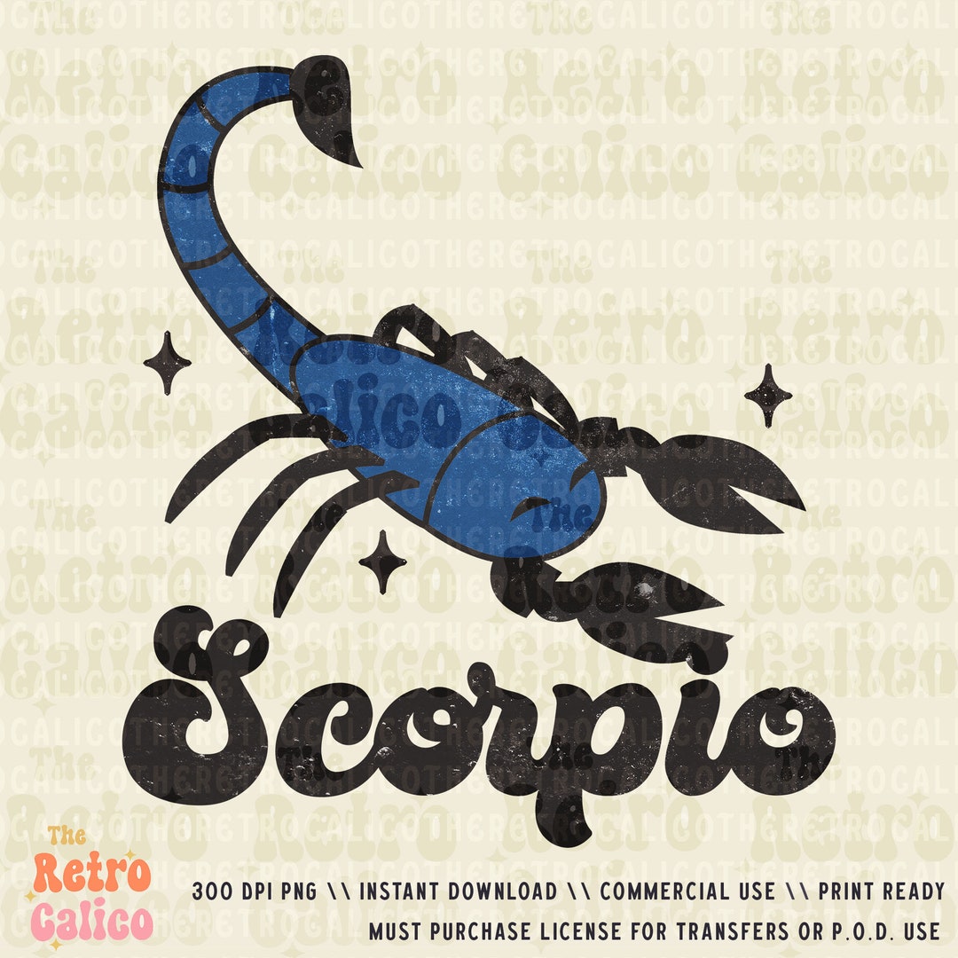 Scorpio Zodiac Sign Png, Retro 70s Style Png, Retro Zodiac Png, Retro ...