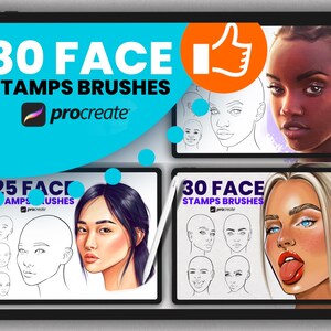 Face Stamp Brushes Procreate, Face Template, Drawing Template for ...