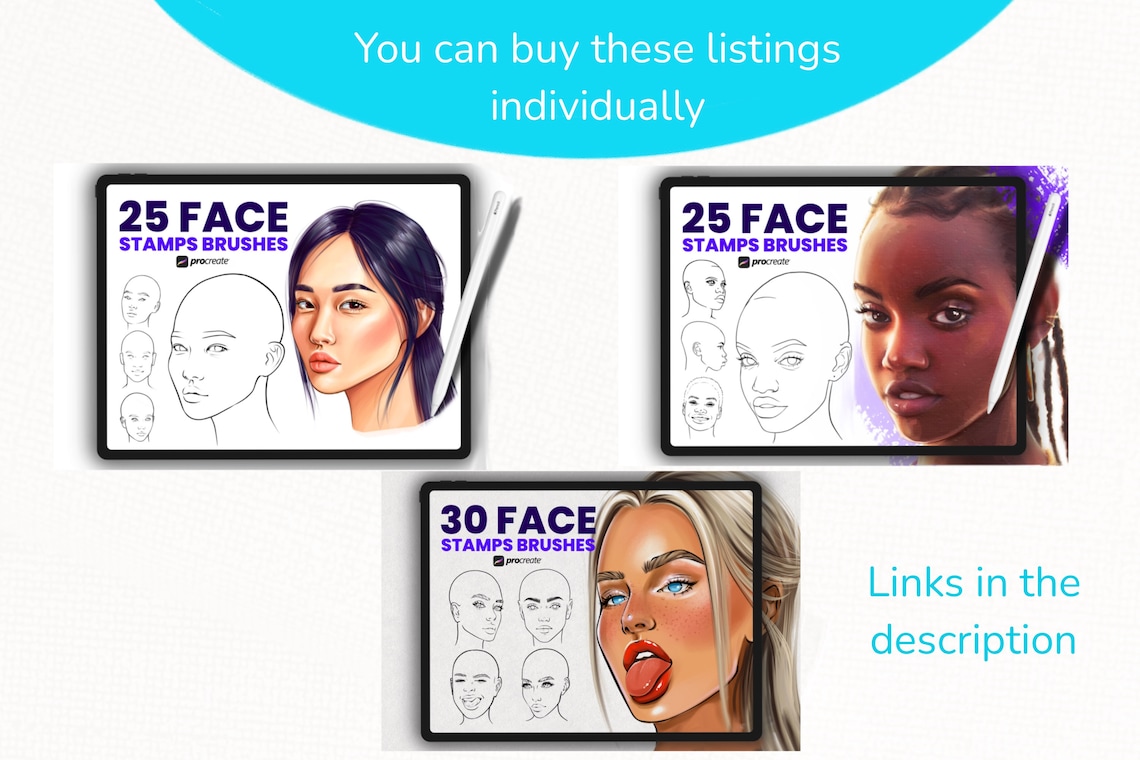 Face Stamp Brushes Procreate Face Template Drawing Template - Etsy